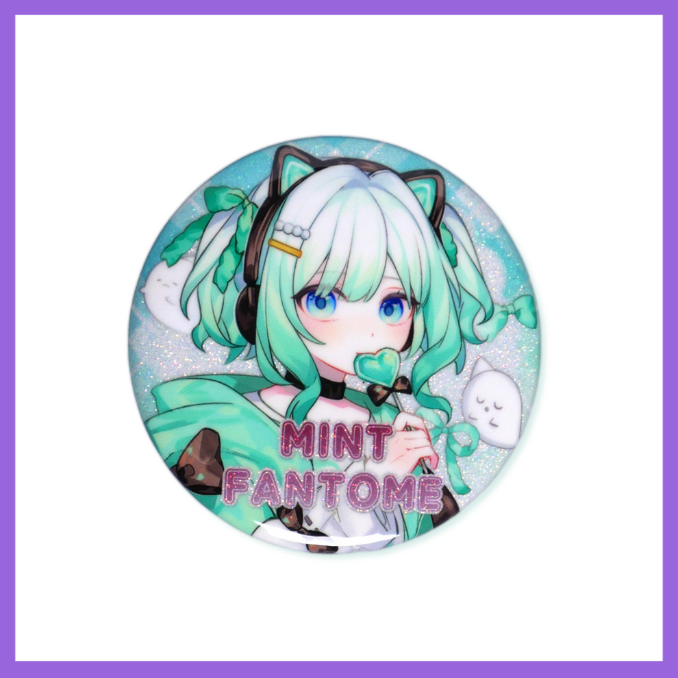 Mint Fantome Glittery 2" Button – V-Oshi